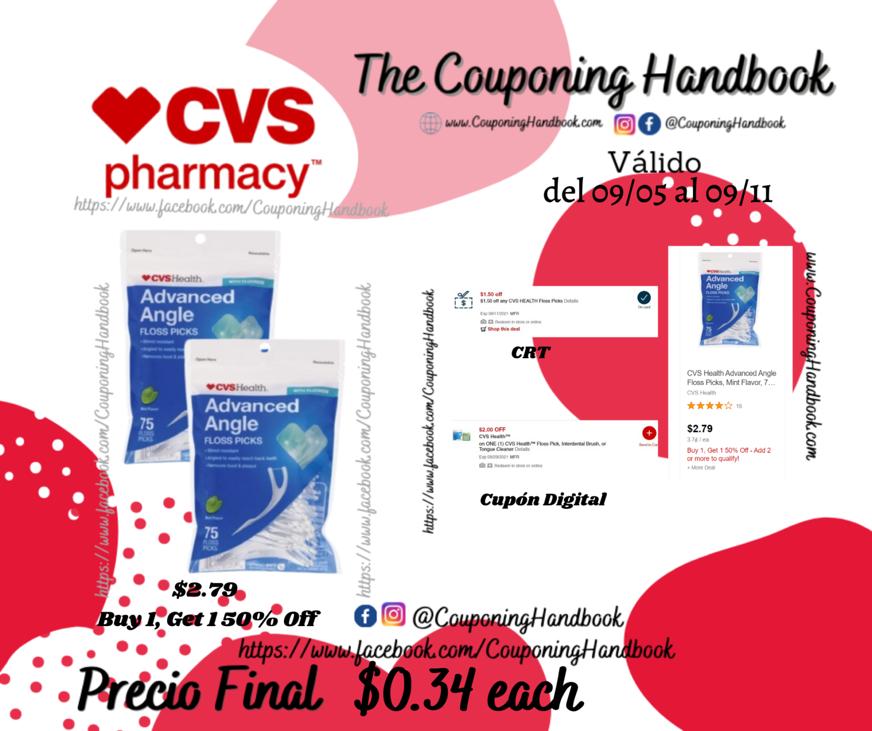 CVS Health Advanced Angle Floss Picks, Mint Flavor, 75 CT a $0.34 ...