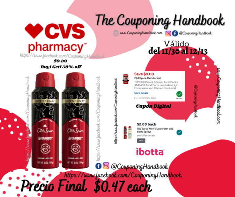 Old Spice Underarm & Body Body Spray, Swagger, 5.1 OZ por $0.47 ...